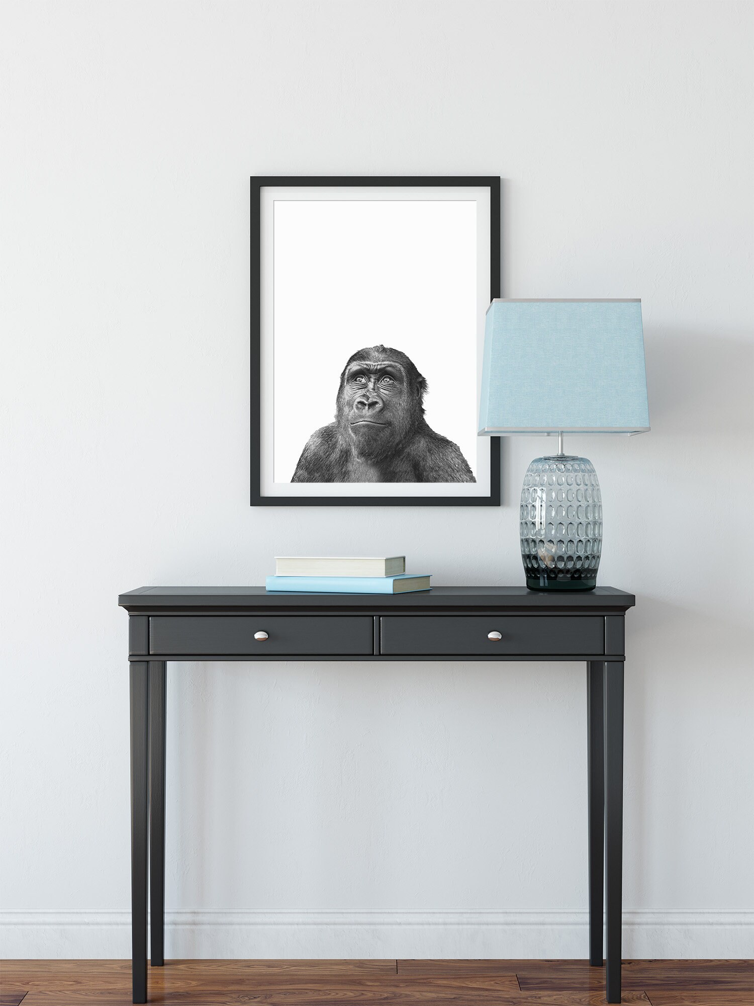 Thinking Chimpanzee Print. Meditating Chimp Decor Poster. Pondering ...
