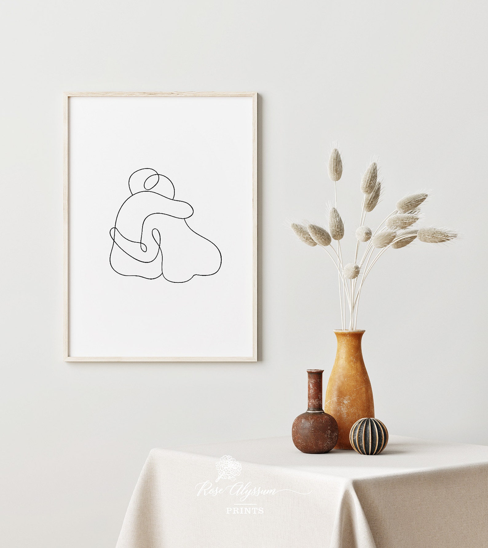 Man and Woman Hug Print Art, Hug Line Drawing Wall Decor, Husband and ...