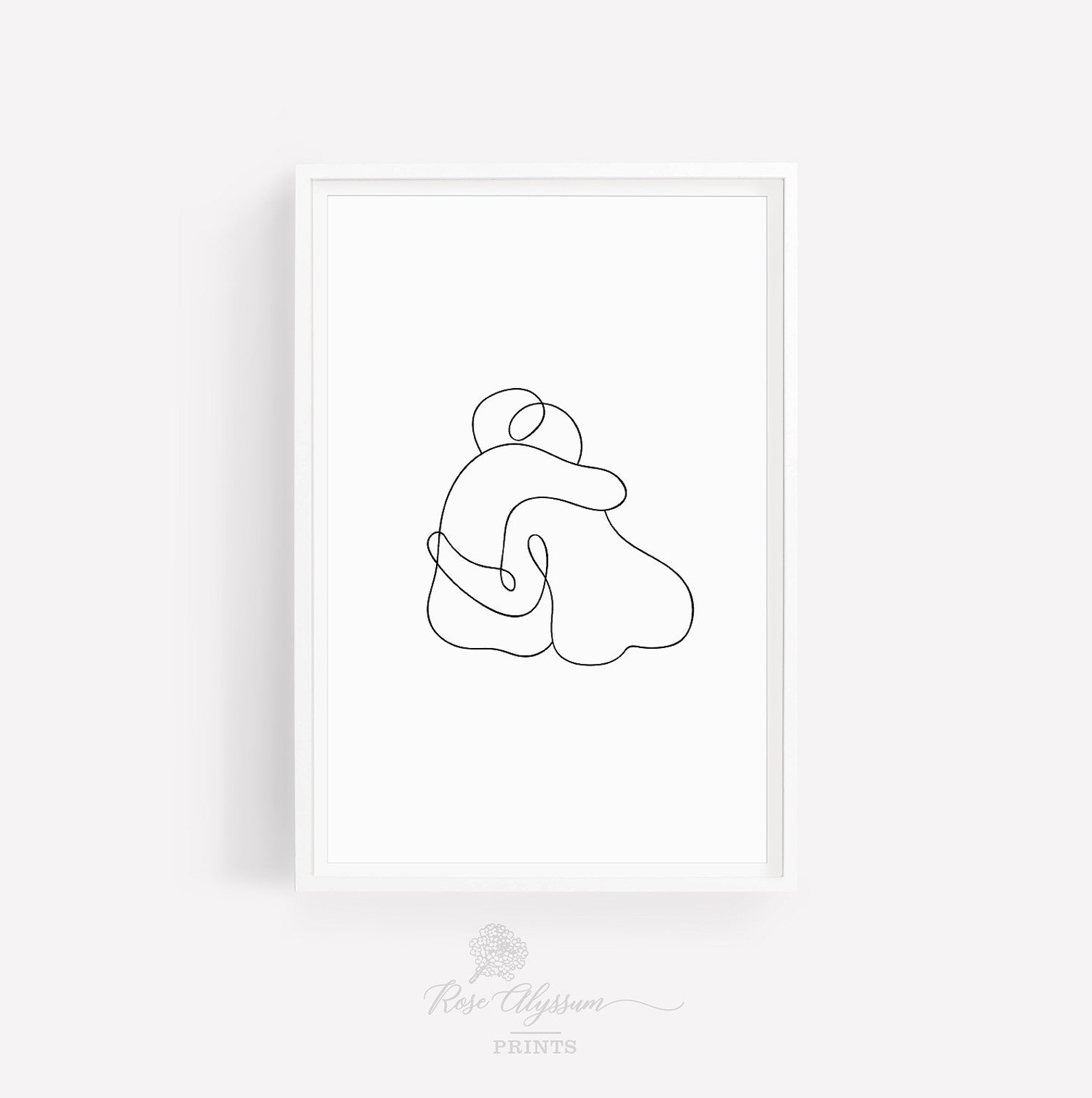 Man and Woman Hug Print Art, Hug Line Drawing Wall Decor, Husband and ...