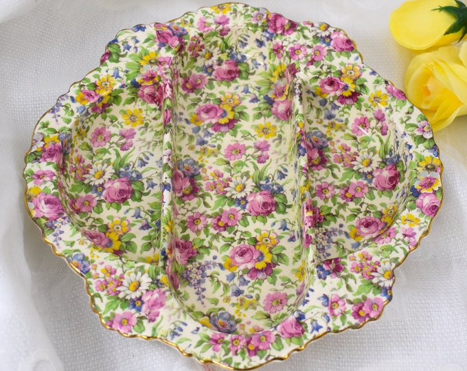 Vintage Royal Winton Grimwades Divided Dish --- Summertime Pattern - Etsy