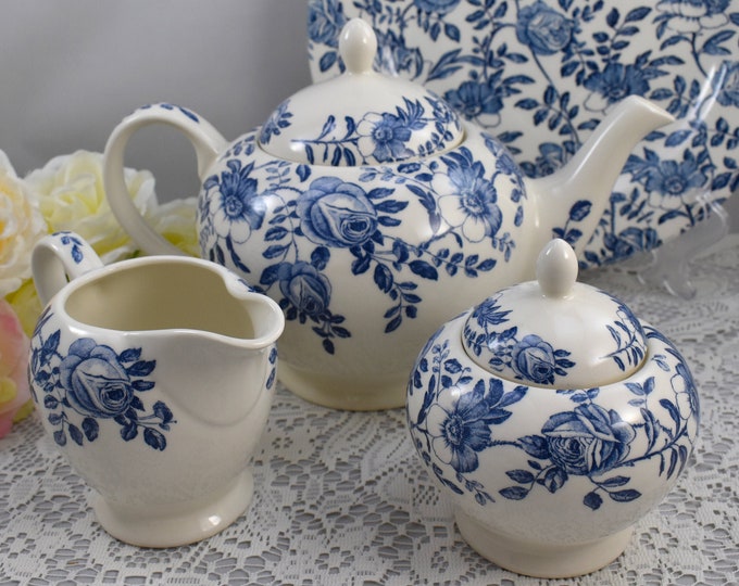 Churchill Peony Tea Set Teapot Creamer Sugar - Etsy