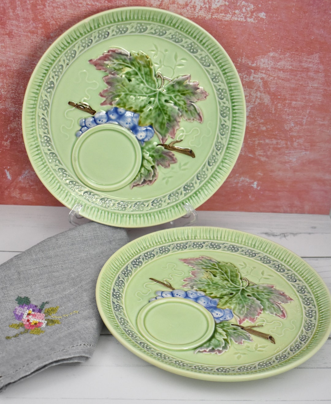 Majolica Snack Plates - Grape Pattern Perfect for Wine and Cheese ...