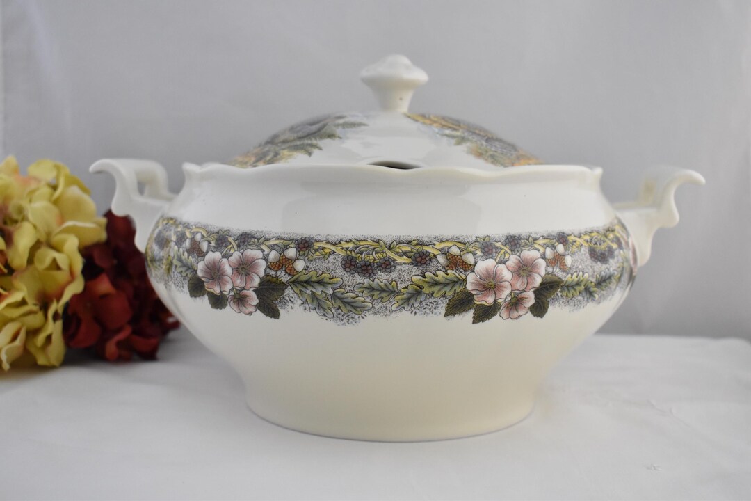 Large Soup Tureen Queen's Thanksgiving - Multi-color Transferware ...