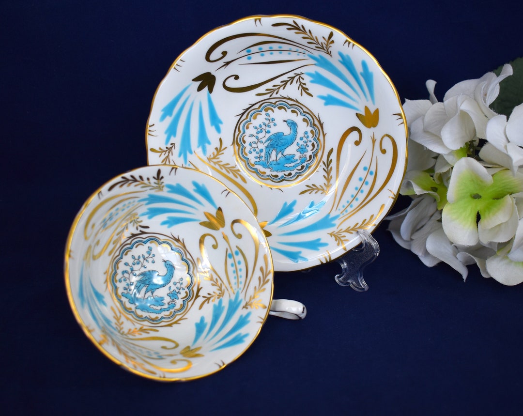 Royal Chelsea Pattern 3800 Tea Cup and Saucer - Chelsea Bird Turquoise ...