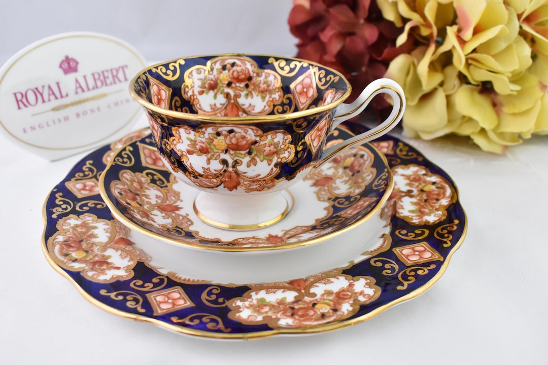 Vintage Royal Albert Derby Trio --- Tea Cup, Saucer and Luncheon Plate ...