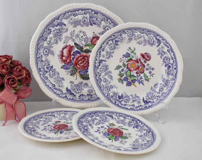 Copeland Spode Mayflower - Purple Multi-color Transferware - Dinner ...