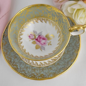 Aynsley Rose Tea Cup Duo - Pale Green - Etsy