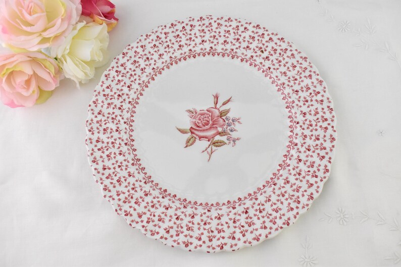 Set of 4 Rose Bouquet Dinner Plates Multi-color Transfer - Made in ...