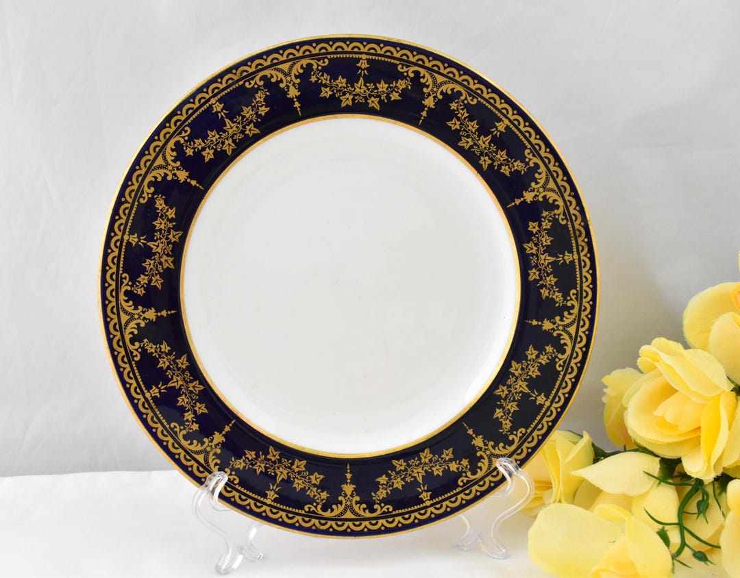 Copeland Spode Cobalt Border Plate - Gold Ivy Garlands - 9" Size - Etsy