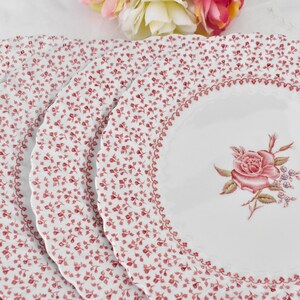 Set of 4 Rose Bouquet Dinner Plates Multi-color Transfer - Made in ...