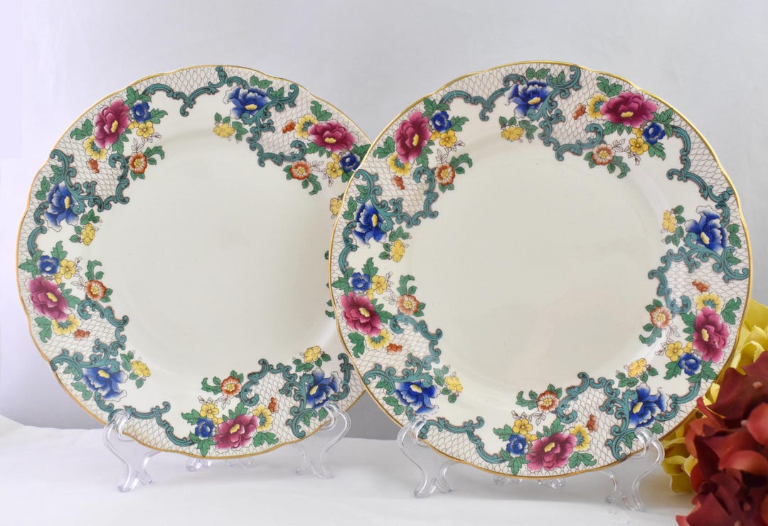 Pair of Royal Cauldon 9.5" Plates - Victoria Pattern - Vintage 1948 ...