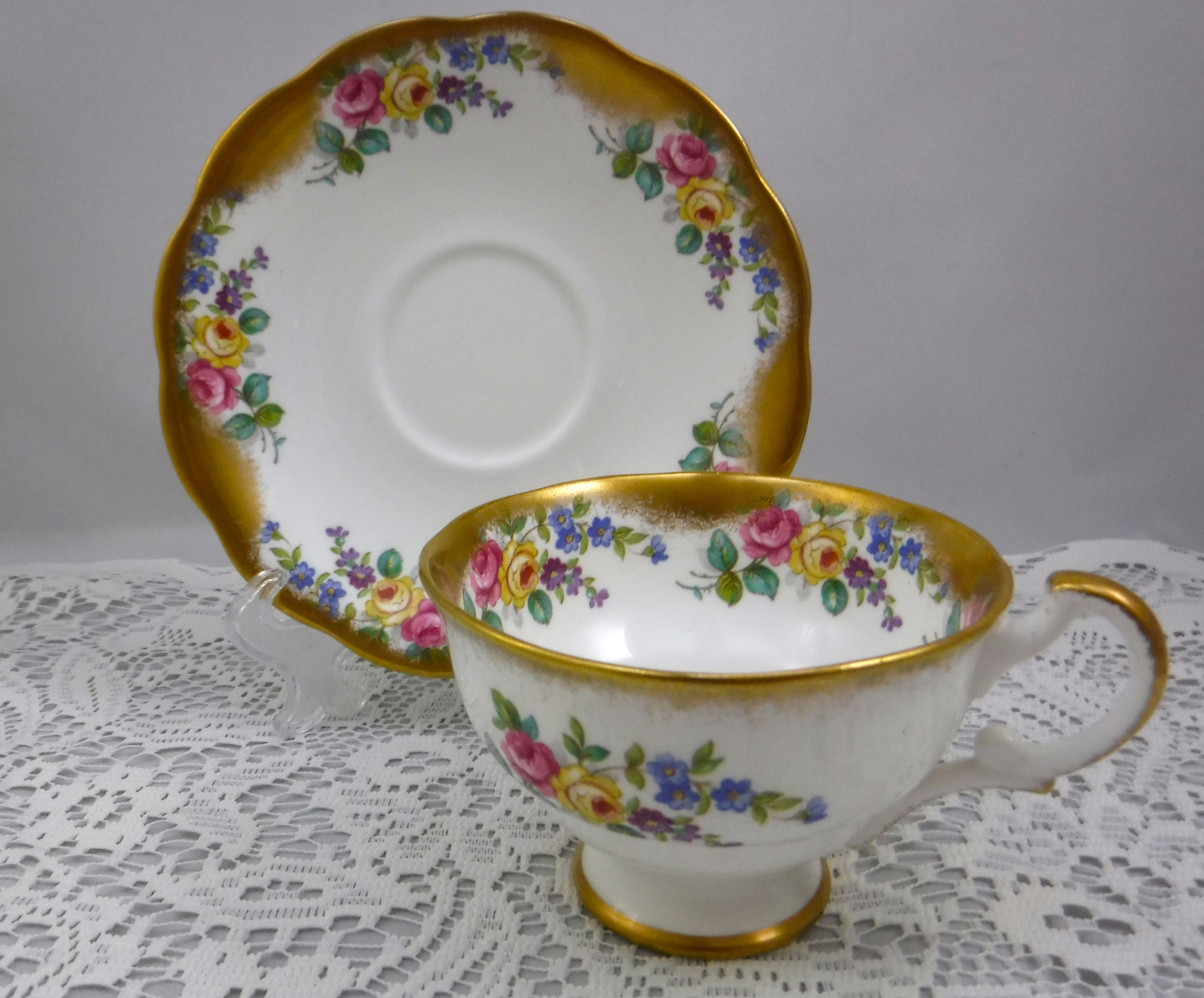 Royal Standard Vintage Yellow and Red Rose Tea Cup Duo - Etsy