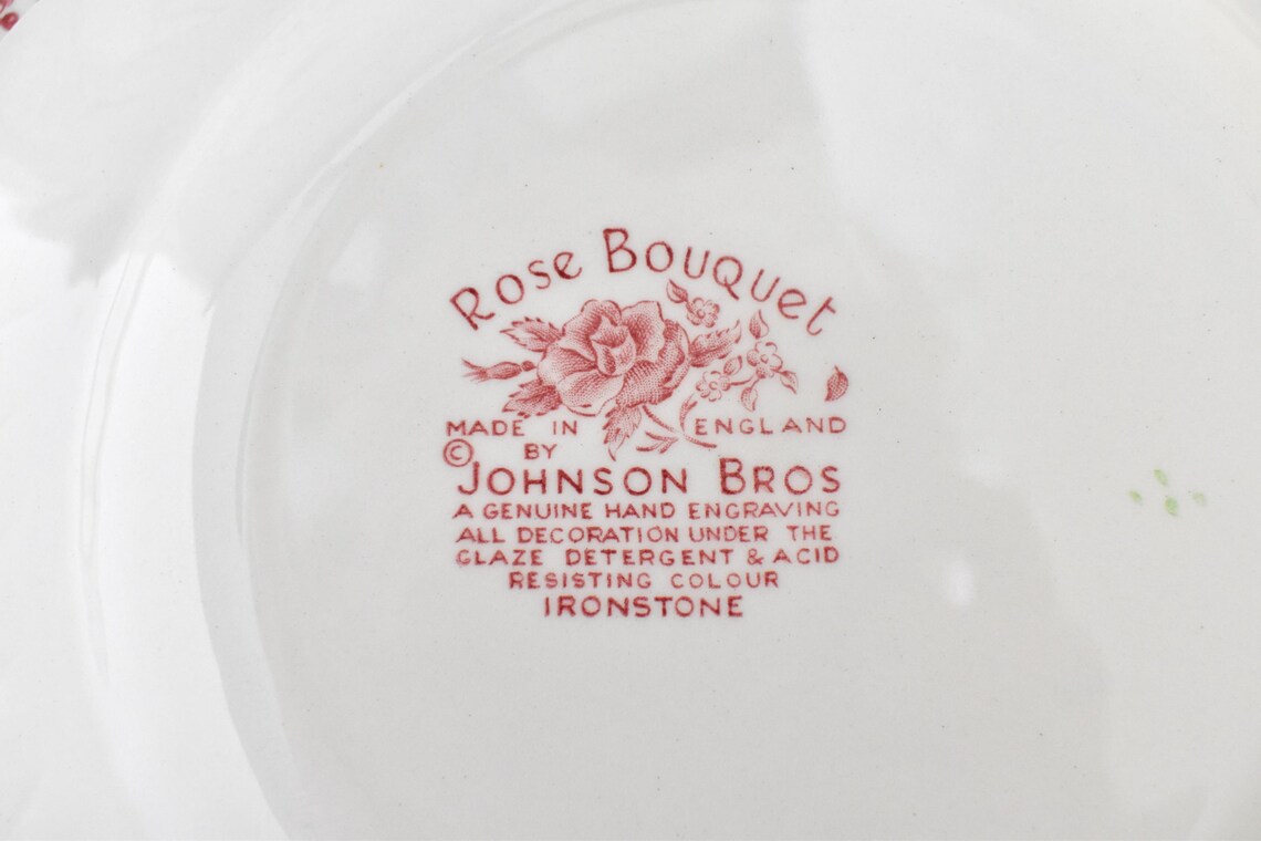 Set of 4 Rose Bouquet Dinner Plates Multi-color Transfer - Made in ...