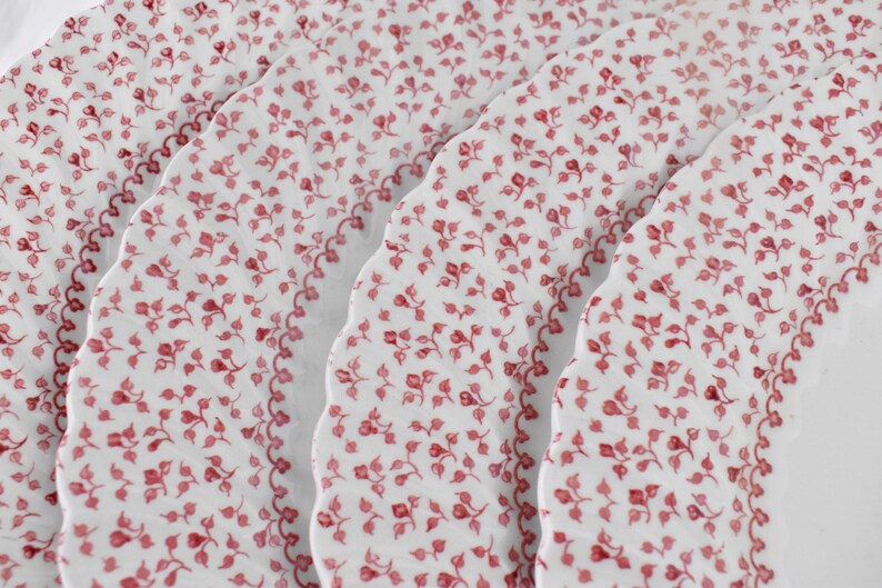 Set of 4 Rose Bouquet Dinner Plates Multi-color Transfer - Made in ...