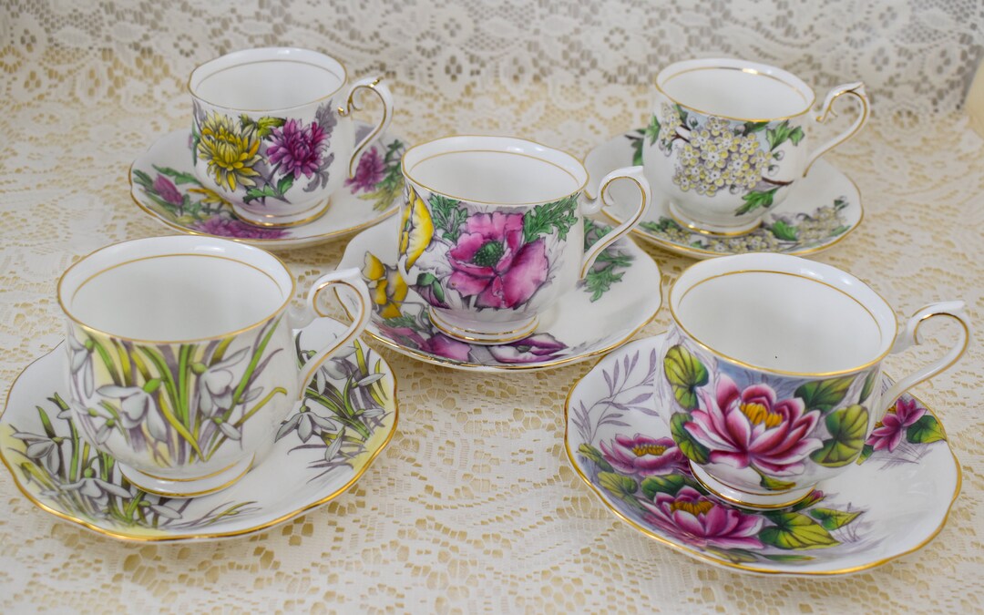 Royal Albert Flower of the Month Series - Cup and Saucer - Hampton ...