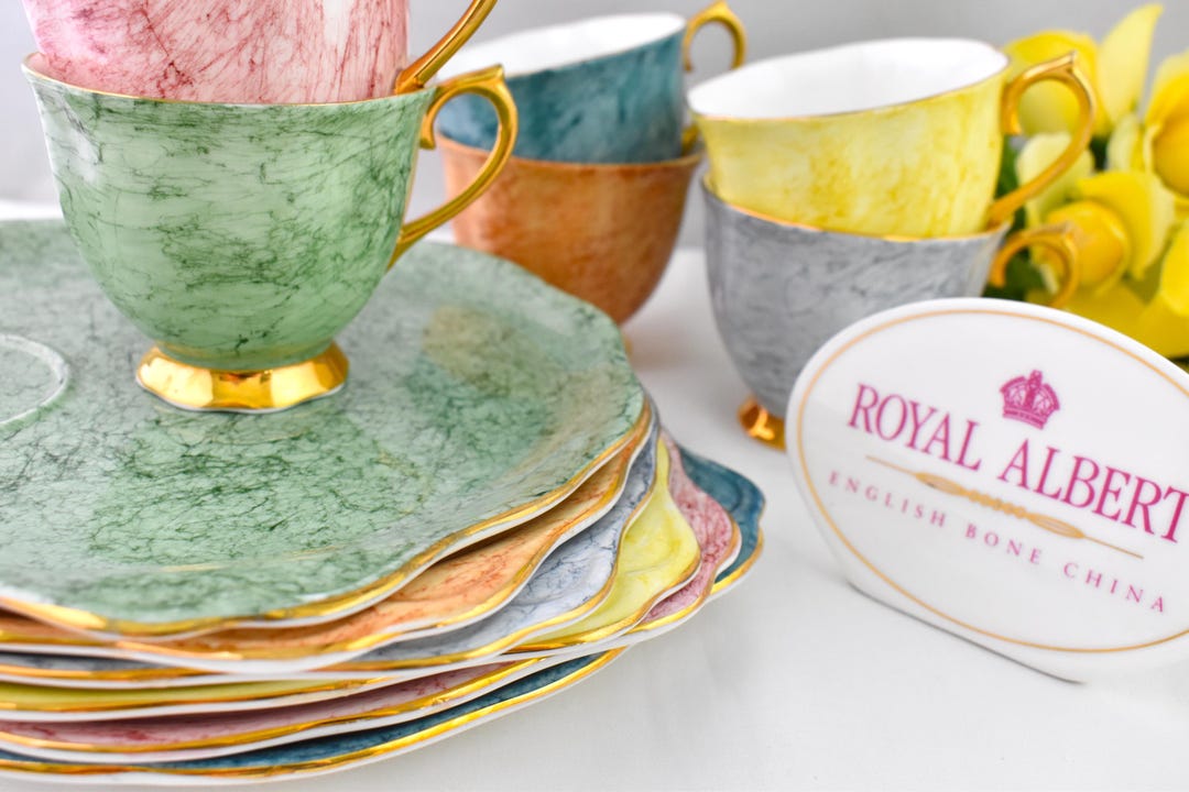 Set of 6 Multicolored Gossamer Snack Plates Sets Royal Albert - Etsy