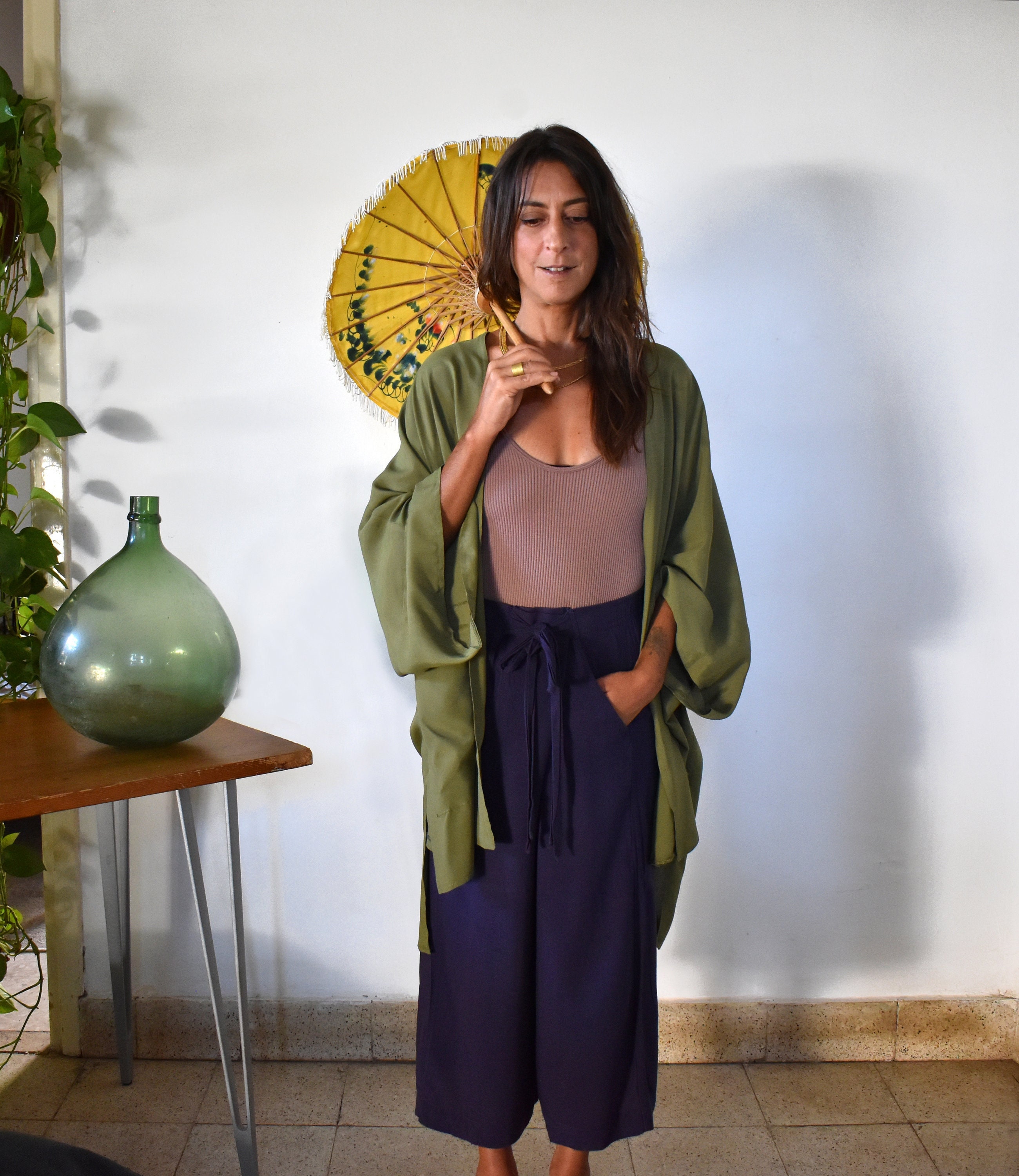 Green Kimono Women Handmade Clothing Cotton Kimono - Etsy