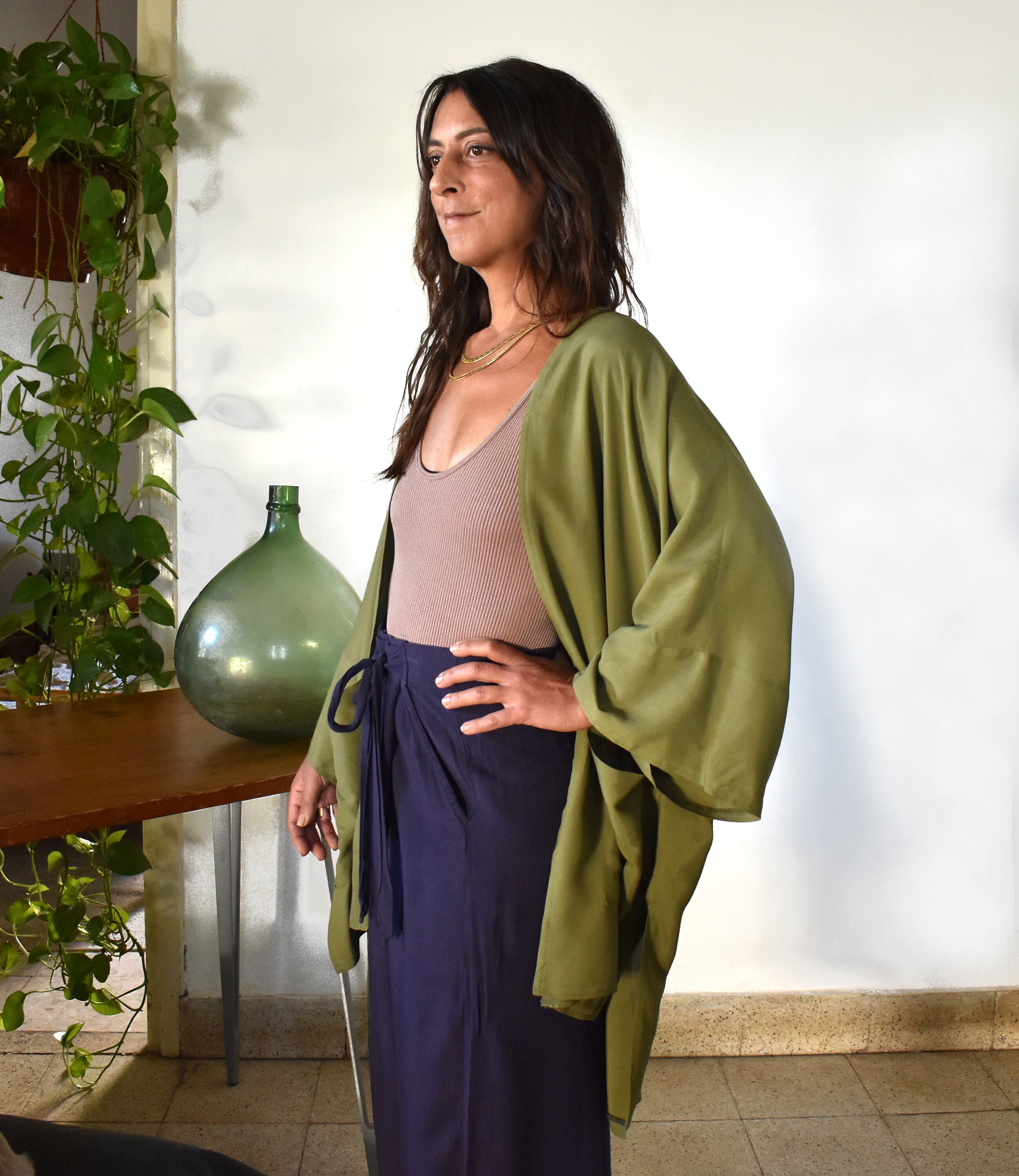 Green Kimono Robe | Women's Kimono | Boho Kimono | Kimono Cardigan ...