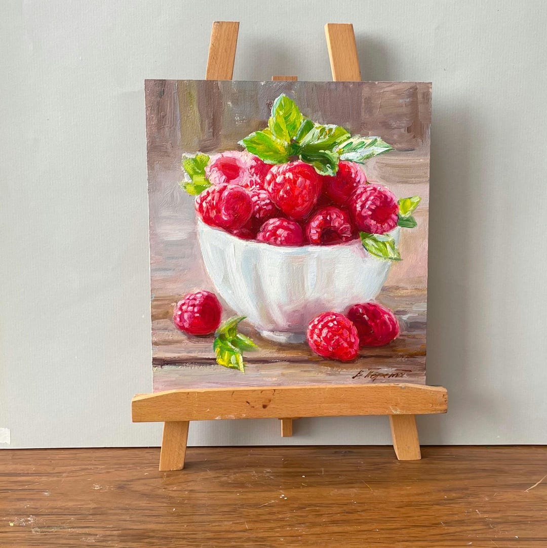 Original Painting, Kitchen Painting, Fruit Painting, Raspberry Painting ...