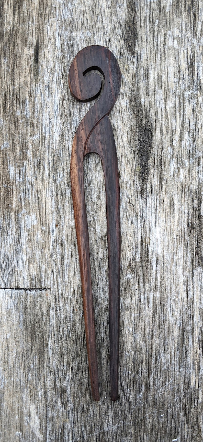 Sono Wood Hair Stick: Double Prong Carved Spiral Hair Pin - Etsy