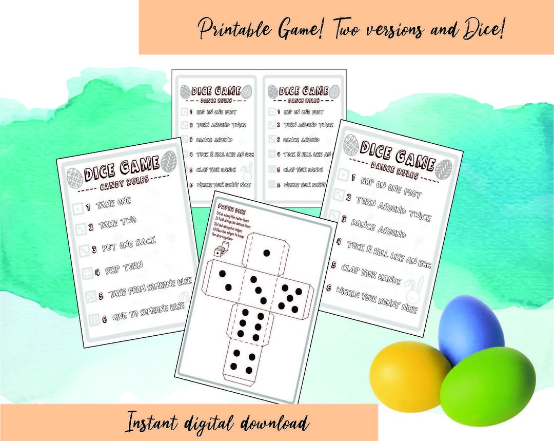Printable Easter Dice Game: Family & Classroom Fun (digital Download ...