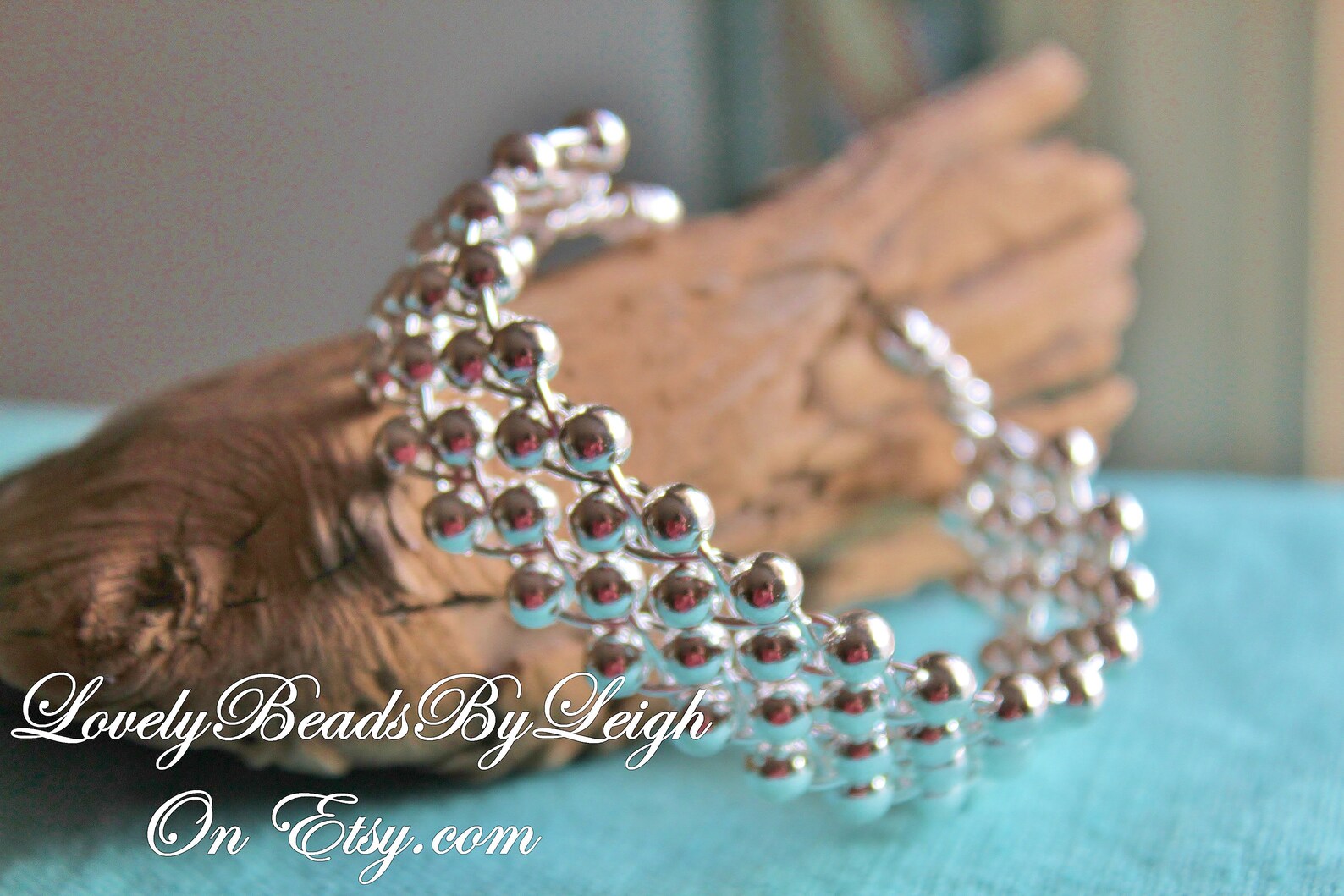Sterling Silver Bracelet for Women, Silver Beaded Cuff Bracelet, Silver ...