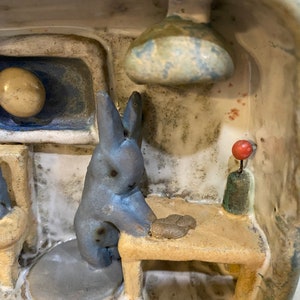 Ceramic Diorama of Rabbit Family—ready to Ship - Etsy