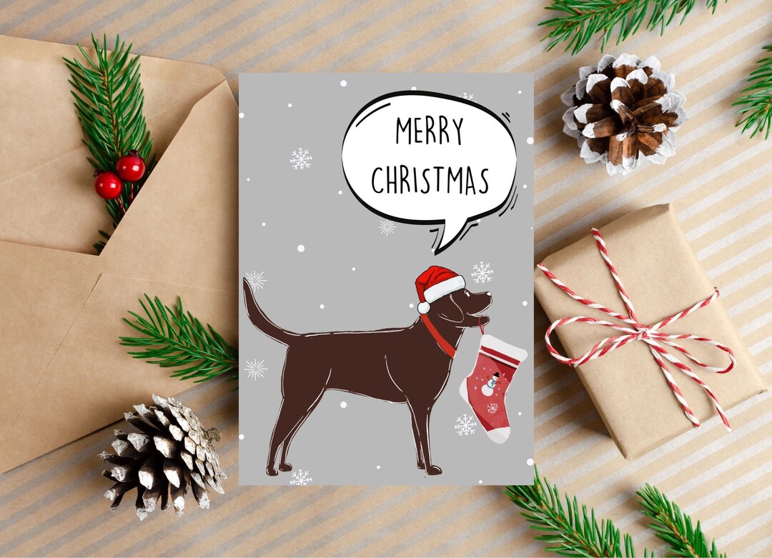 Chocolate Labrador Christmas Card Holiday Decor Christmas - Etsy