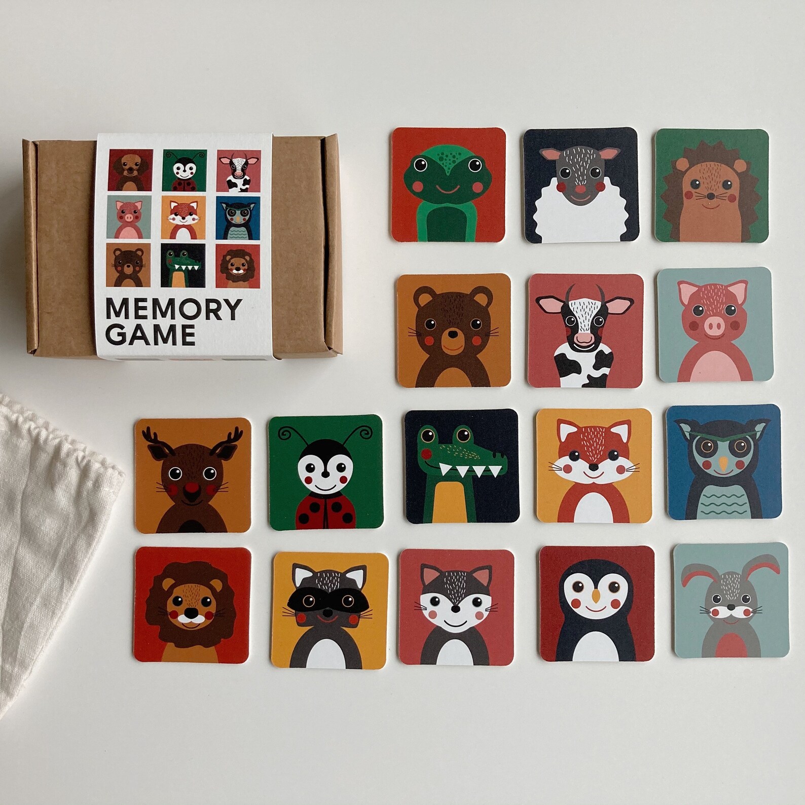 Memory Game Animal Pairs, Board Game for Kids and Family, Educational ...