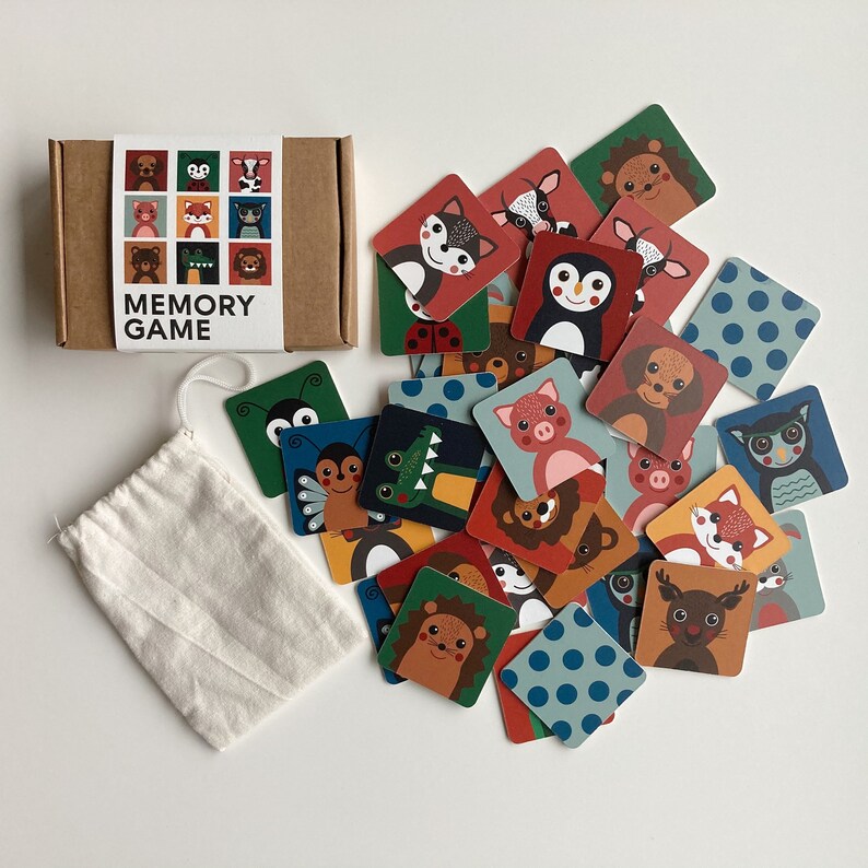 Memory Game Animal Pairs, Board Game for Kids and Family, Educational ...