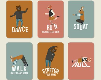 Action Cards for Kids Exercise Game for Toddlers Board Game | Etsy