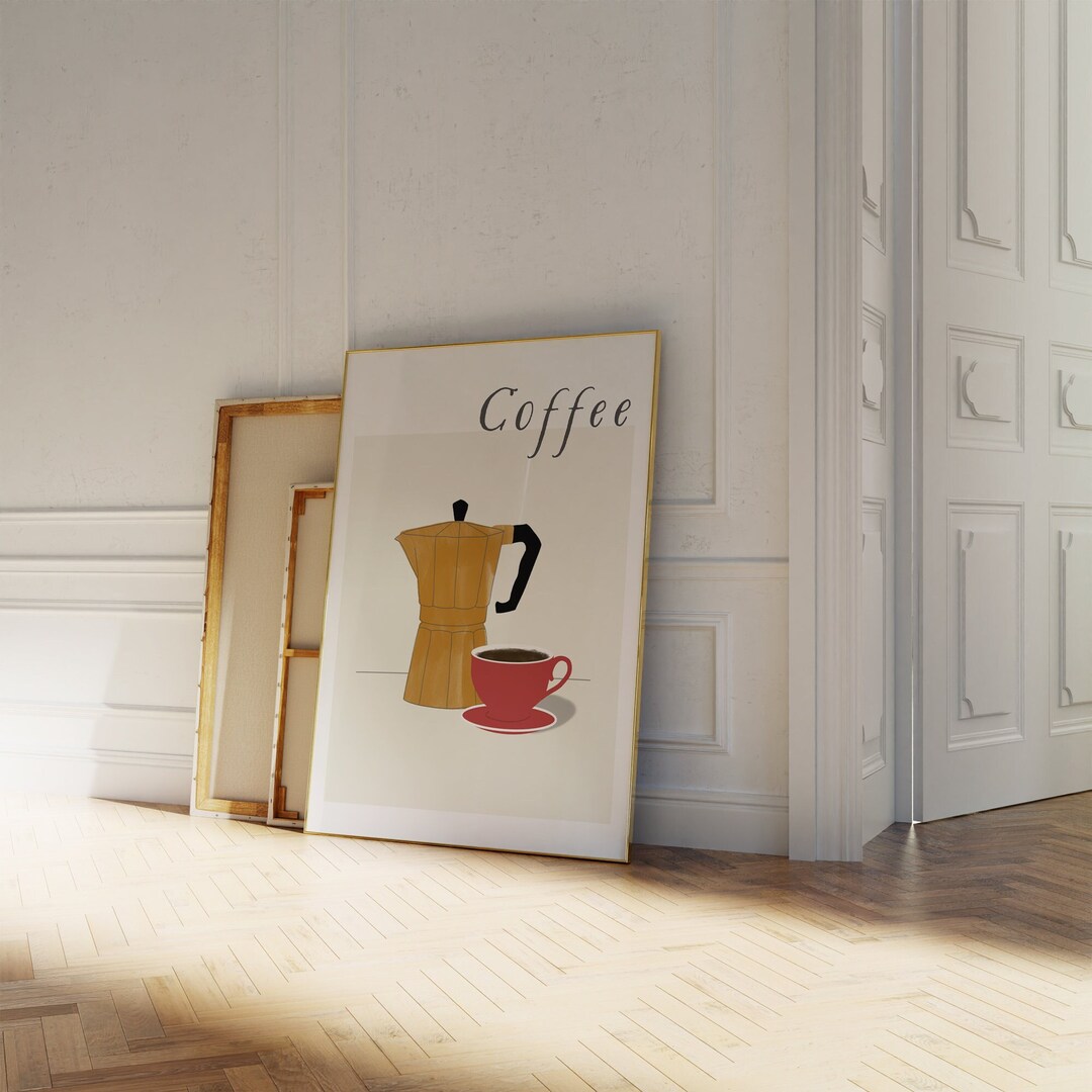 Printable Minimalist Coffee Breakfast Wall Print, Modern Contemporary ...