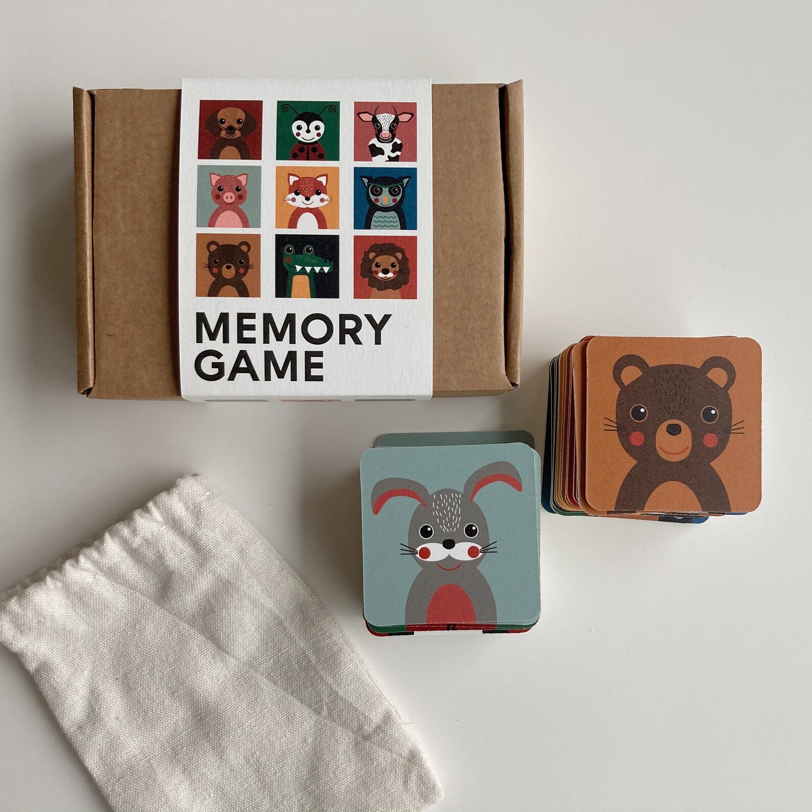Memory Game Animal Pairs, Board Game for Kids and Family, Educational ...