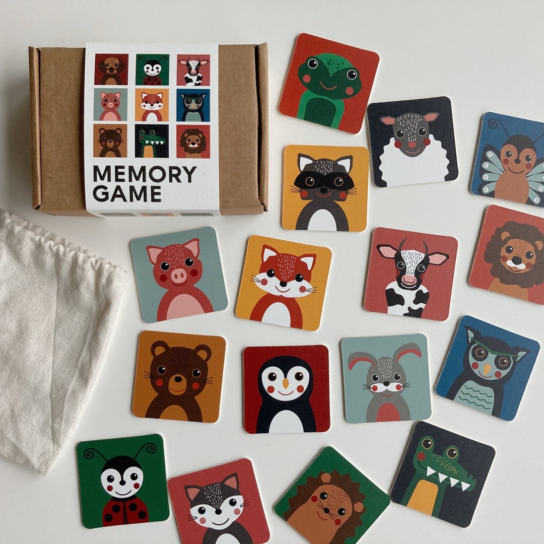 Memory Game Animal Pairs, Board Game for Kids and Family, Educational ...