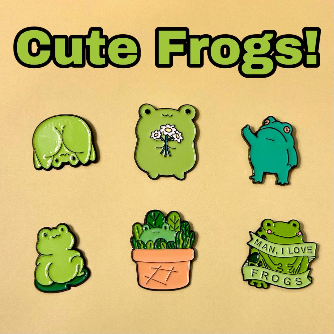 Cute Frog Pin Badges - 7 Styles to Choose From! - Etsy