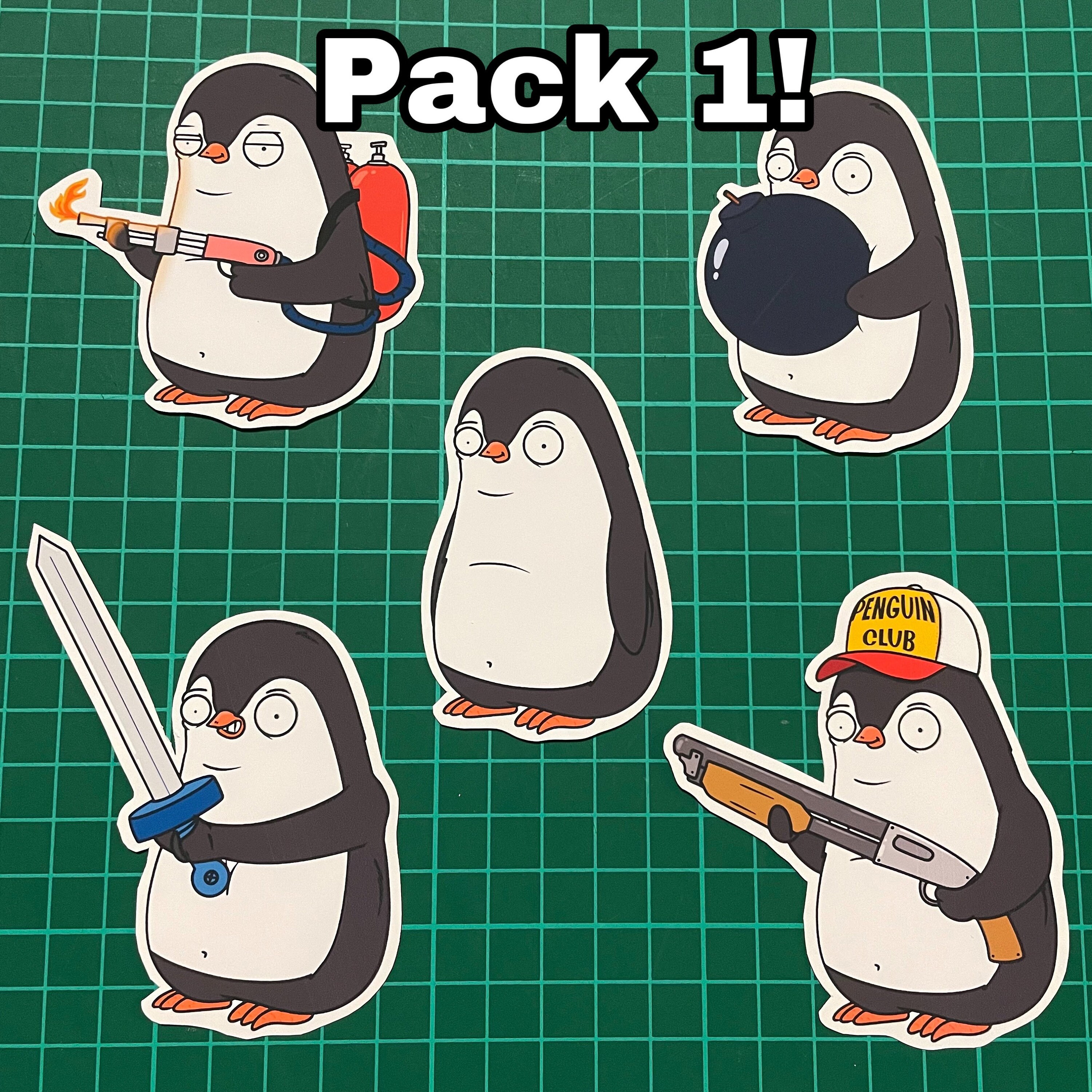 Weaponised Penguin Sticker Packs 5 Vinyl Stickers - Etsy