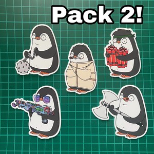 Weaponised Penguin Sticker Packs 5 Vinyl Stickers - Etsy