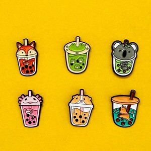Bubble Tea Badge Cute FOX Enamel Pin Badge - Etsy