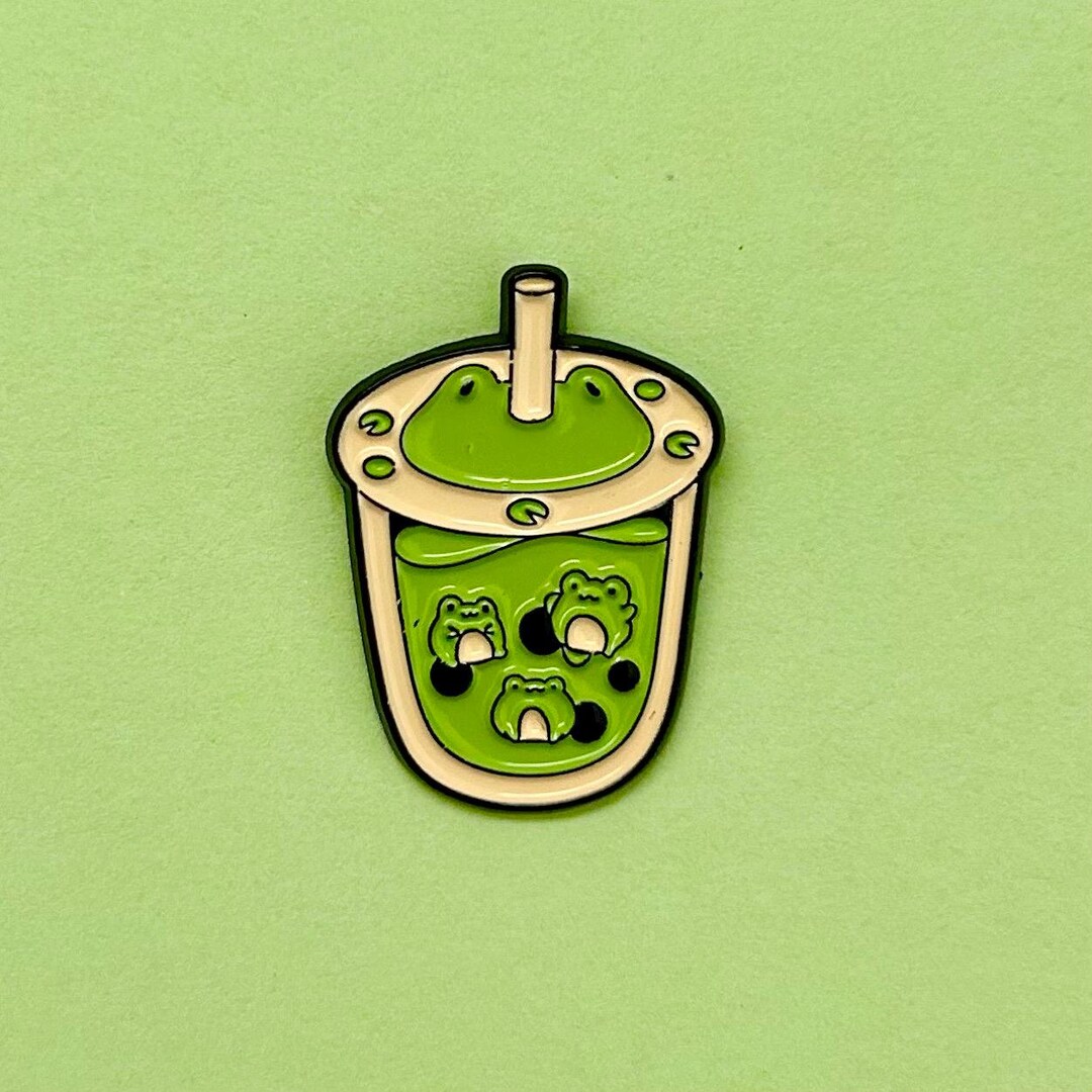 Bubble Tea Badge Cute FROG Enamel Pin Badge - Etsy