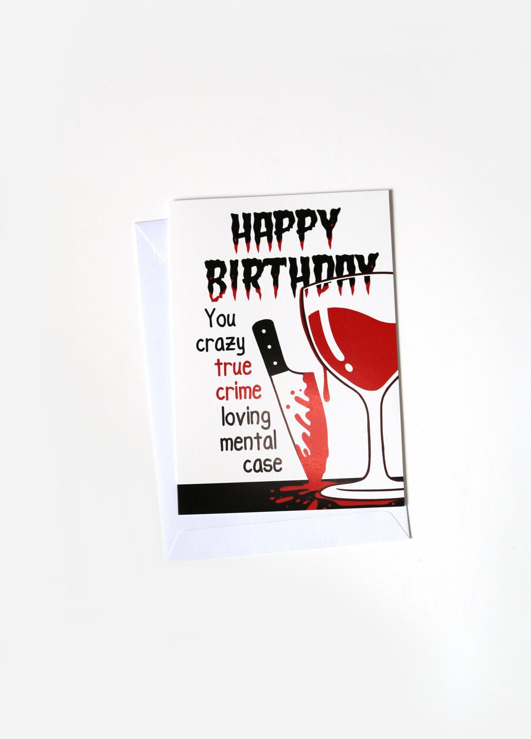 True Crime Birthday Card Wine and True Crime - Etsy
