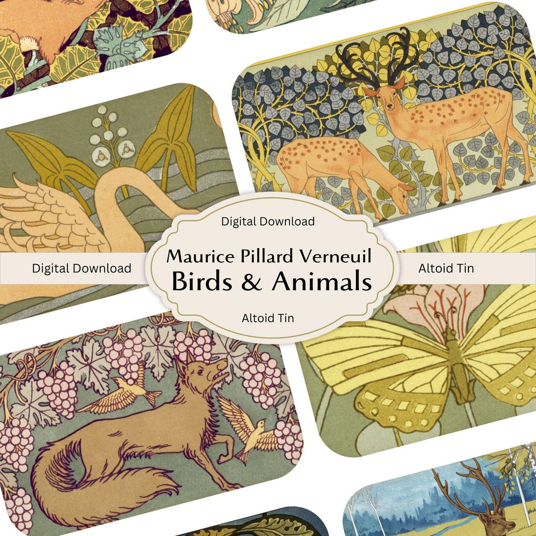 Maurice Pillard Verneuil Birds & Animals Collage Sheet: Altoid Tin ...