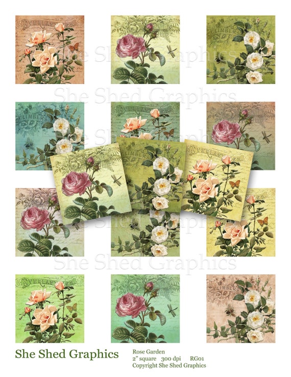 Rose Garden 2 x 2 Square Printable Digital | Etsy