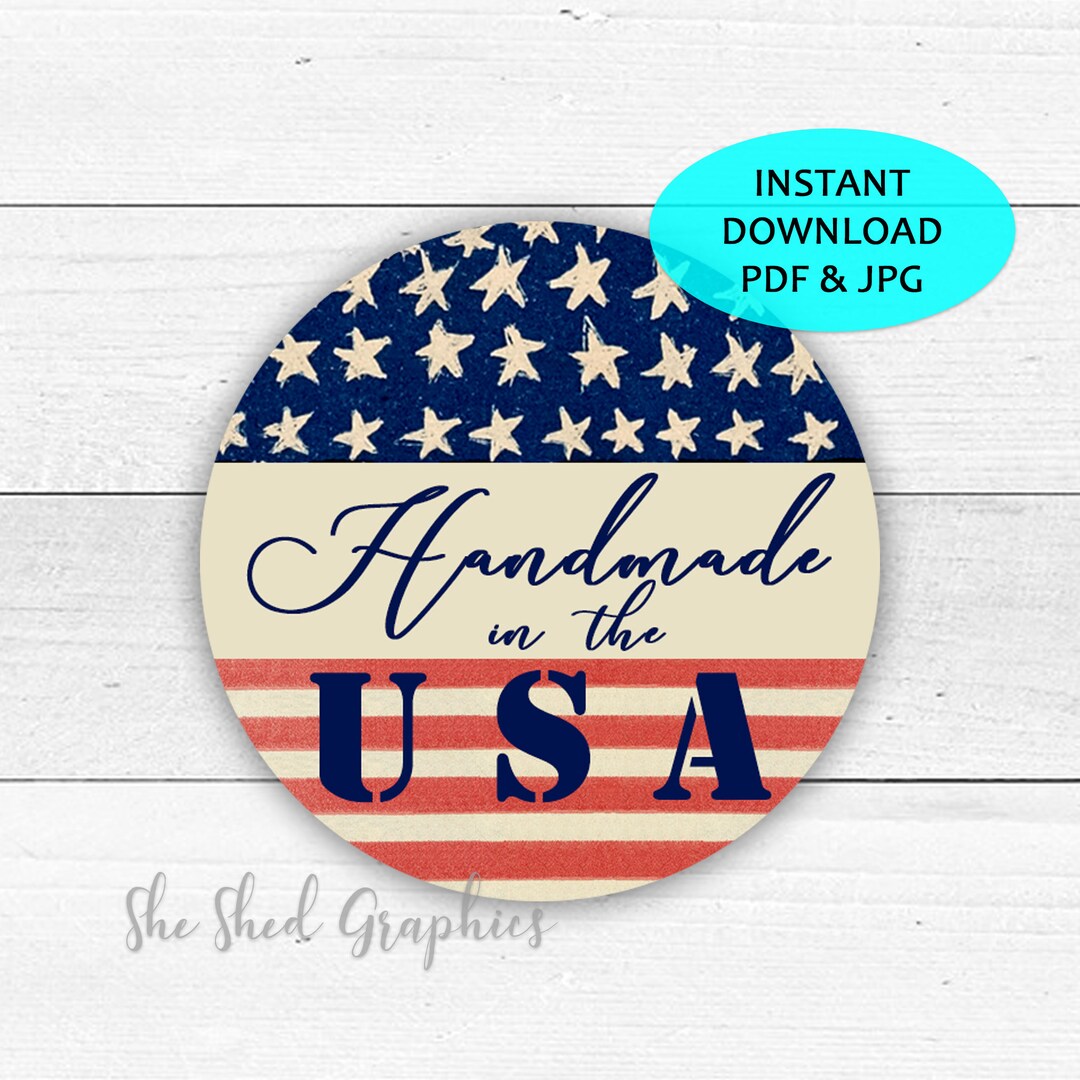 Handmade in the USA, 2 Inch, Stars and Stripes, Printable Round ...