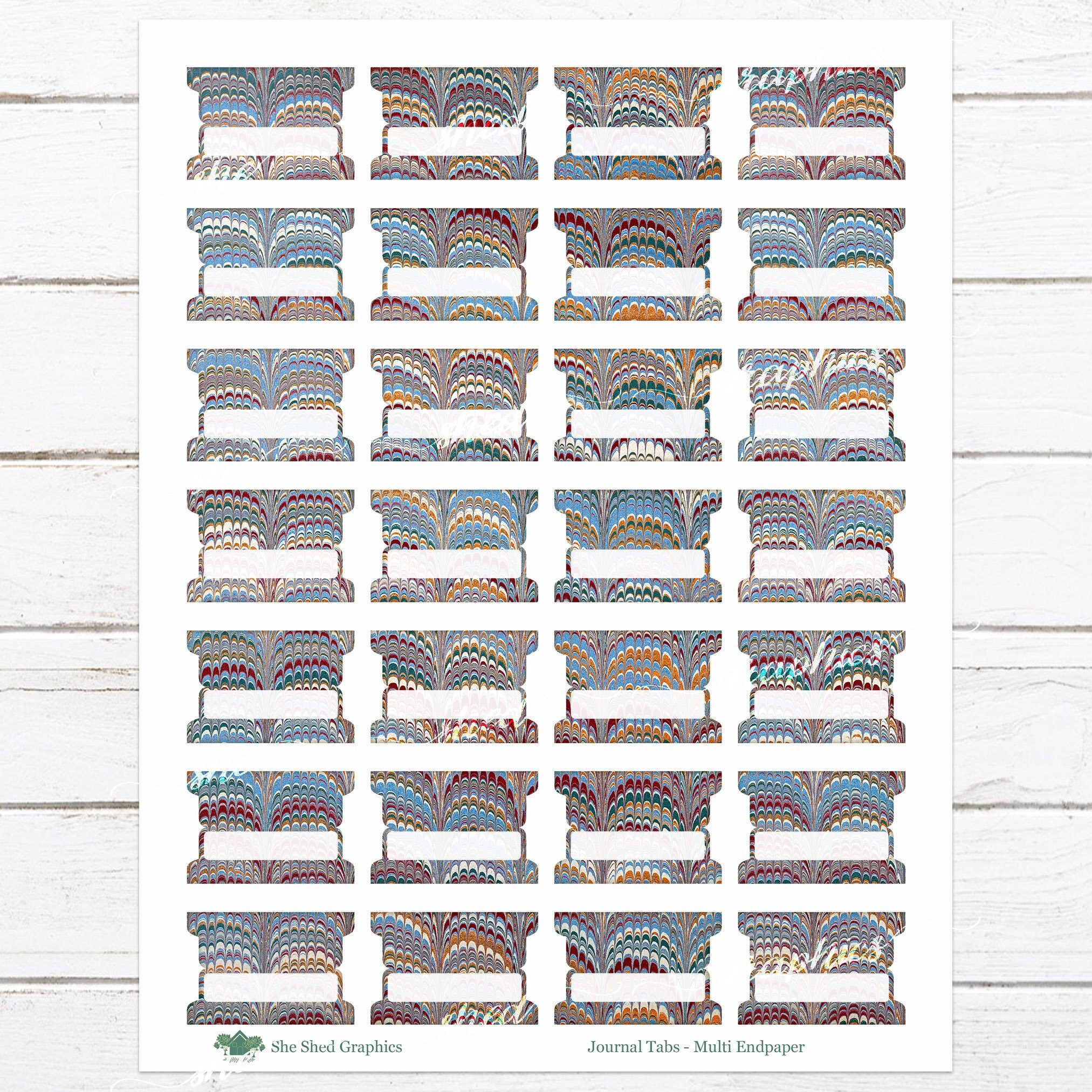 Printable Journal Tabs, Multi Endpaper, Print Your Own, Instant ...