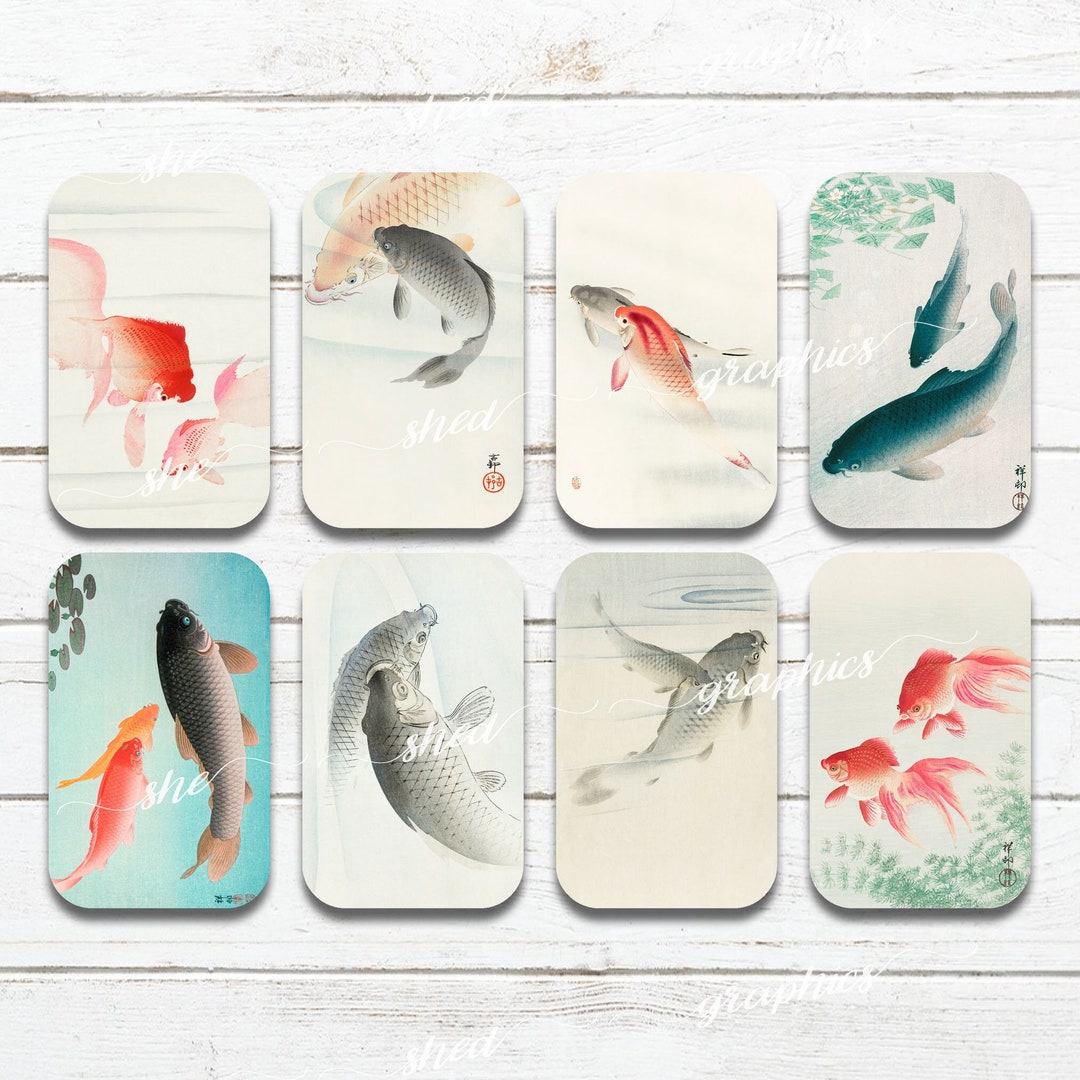Ohara Koson Koi Pond, Printable Digital Download Collage Sheet, Candy ...