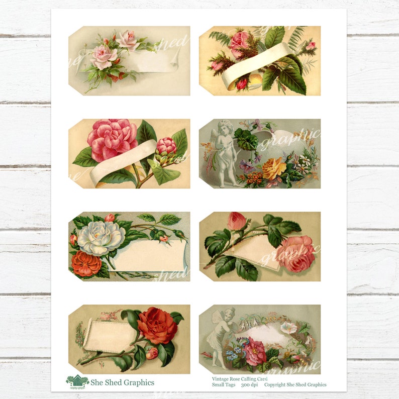 Vintage Roses Gift Tags: Printable Collage Sheet (digital Download) - Etsy