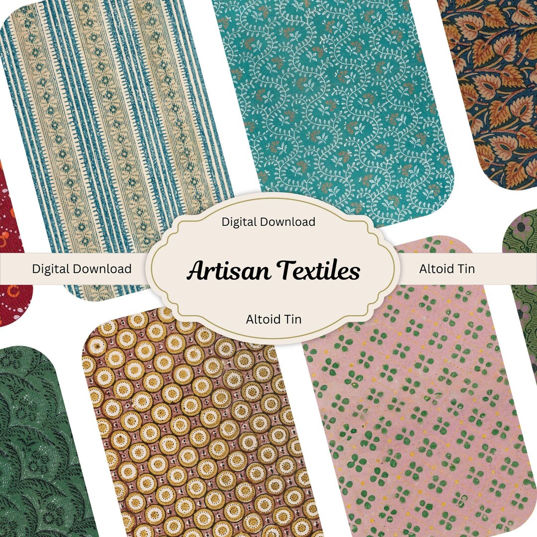 Artisan Textile – 8 Digital Altoid Tin Fabric Patterns for Crafts ...