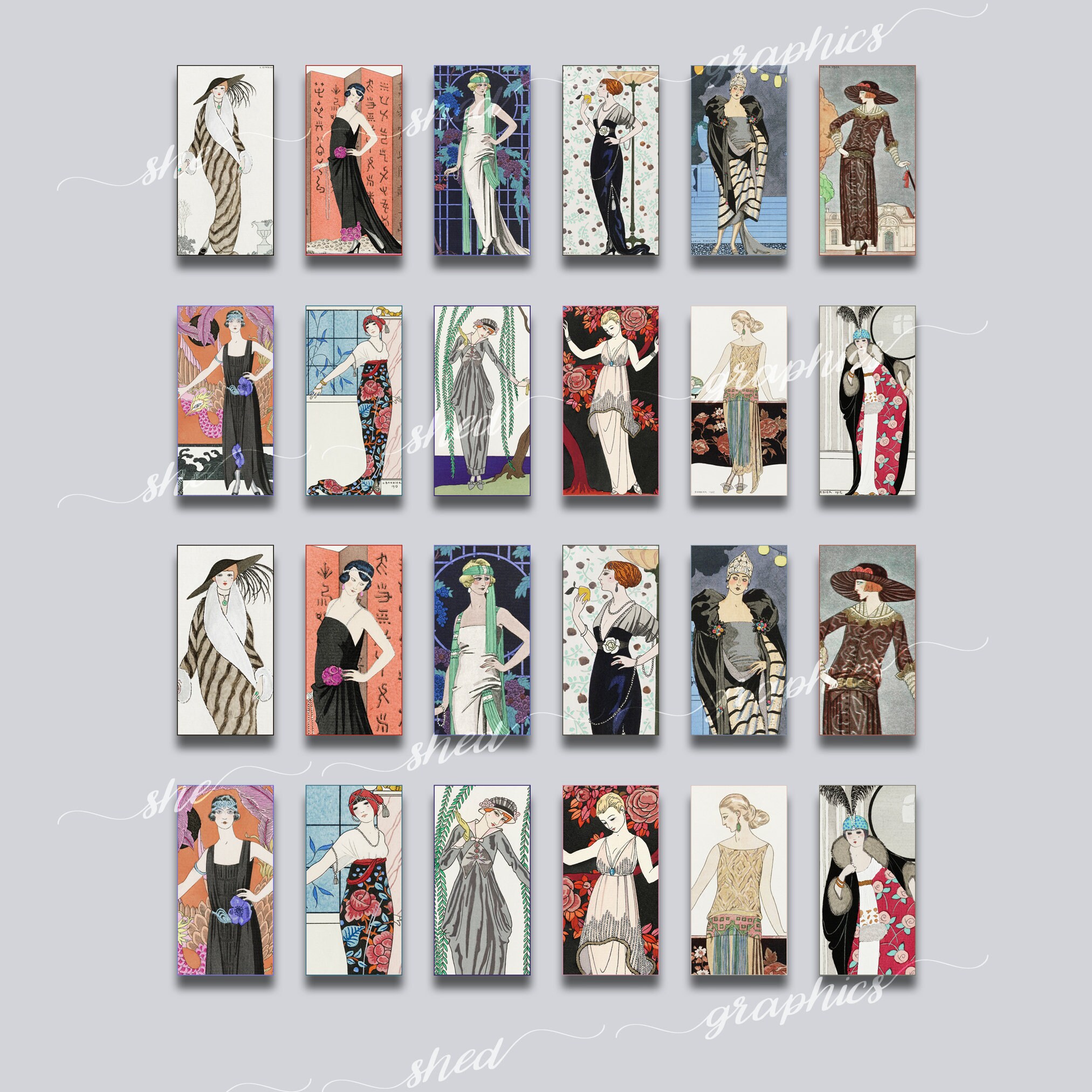 1920s Fashion Domino Images: Art Deco Printable Collage Sheet (PDF) - Etsy
