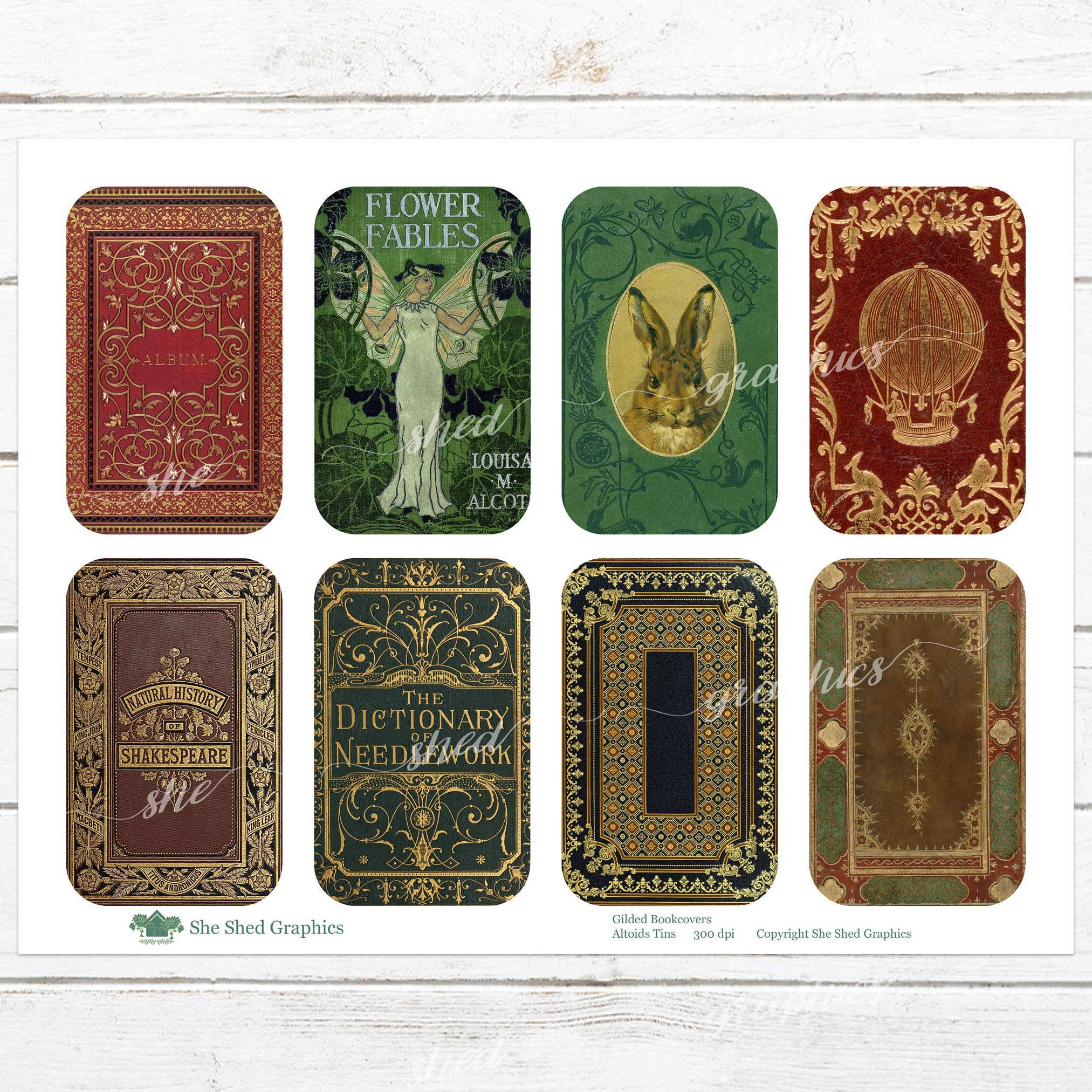 Gilded Bookcovers, Altoid Tin Inserts, Printable Digital Download ...