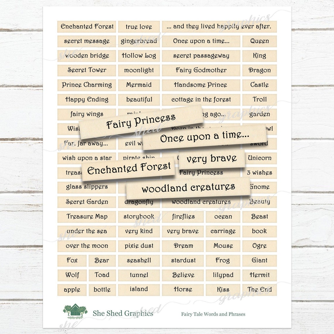 Fairy Tale Words & Phrases: Storybook Collage Sheet (digital Download ...